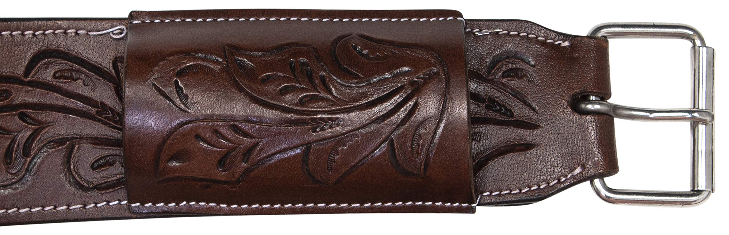 Acerugs REAR CINCHES for WESTERN SADDLES HORSE BUCKING STRAP BACK GIRTH PREMIUM HAND TOOLED BASKET WEAVE LEATHER (Brown)