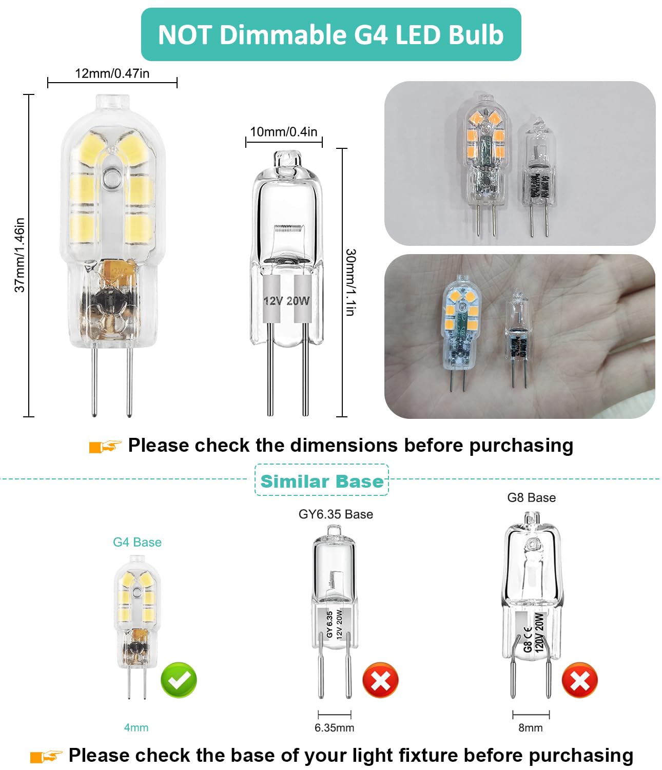 Amazing power G4 LED Bulb, 12V Bi Pin Base Bulb, NOT Dimmable G4 20W Light Bulb Equivalent, Warm White 3000K, 5-Pack
