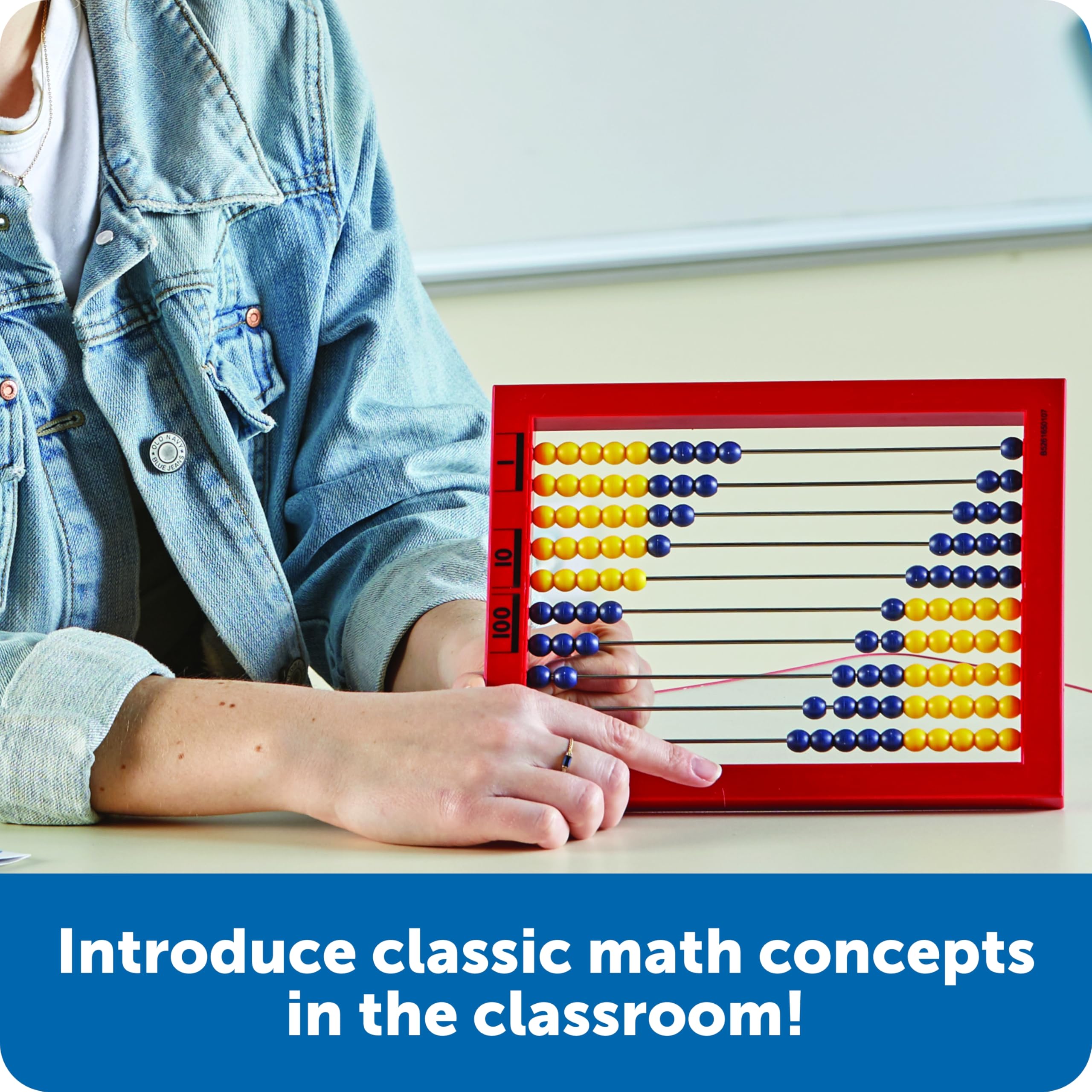Learning Resources 2-Color Desktop Abacus, Red Frame, Color Coded, Math Concepts