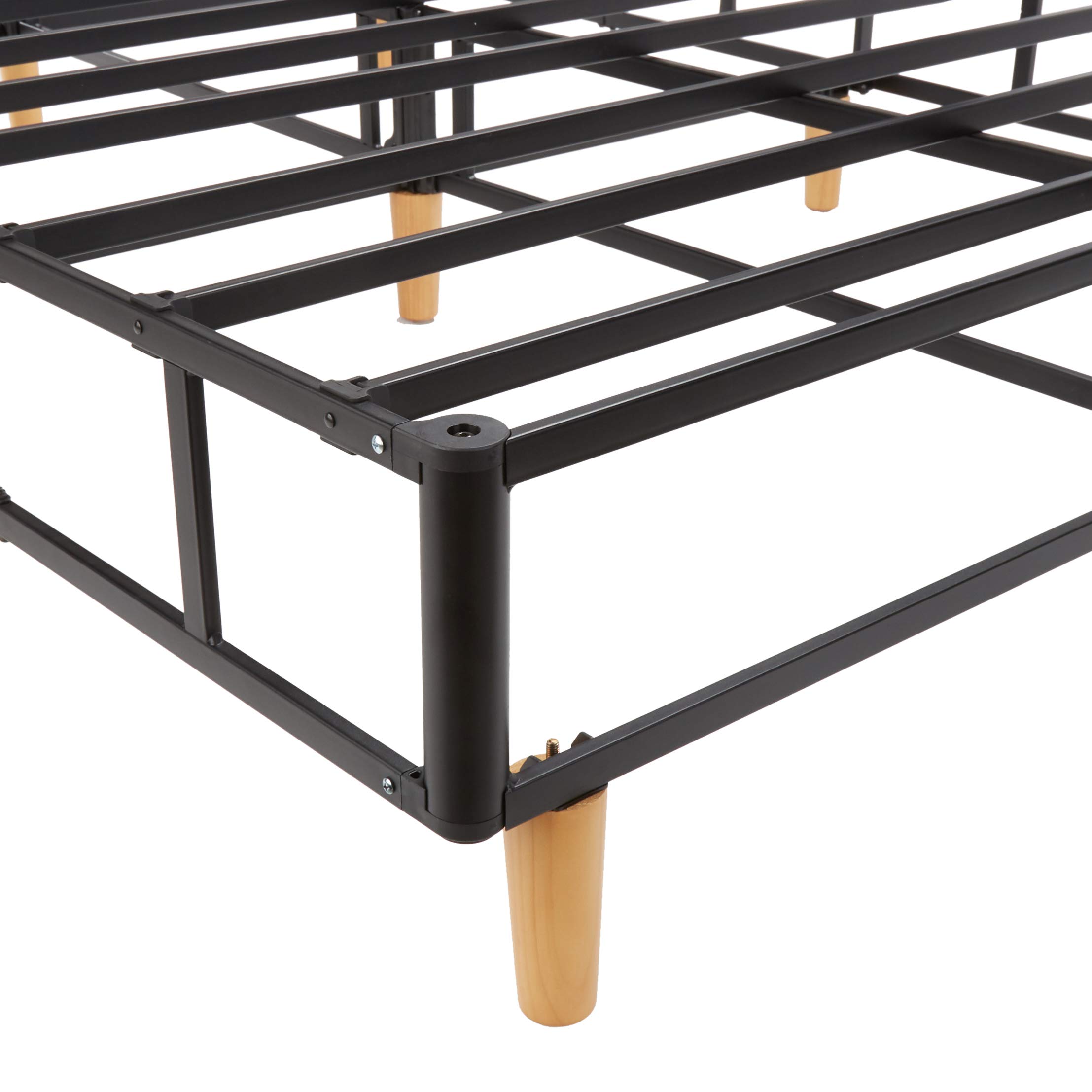 Amazon Basics Foldable Mattress Foundation/Box Spring with Steel Slats and Wood Legs, Tools-free Assembley, King, Black, 80 x 60 x 15 inches