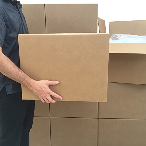 Amazon Basics Cardboard Moving Boxes, 12 Pack, Large, Brown, 20" x 20" x 15"