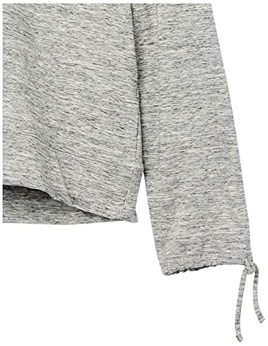Amazon Brand - Daily Ritual Women's Terry Cotton and Modal Tie Sleeve V-Neck Sweatshirt, Heather Grey Spacedye, Small