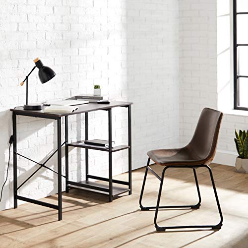 Amazon Basics Classic Home Office Computer Desk with Shelves, 29.5 x 19.6 x 35.5 Inches, Espresso