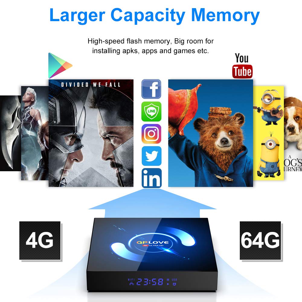 Android TV Box 10.0 4GB 64GB H616 Quad core Support 6K HD/ 3D/H265/Dual WiFi 2.4G 5G /100M LAN/USB 2.0/BT 5.0 with Wireless Keyboard