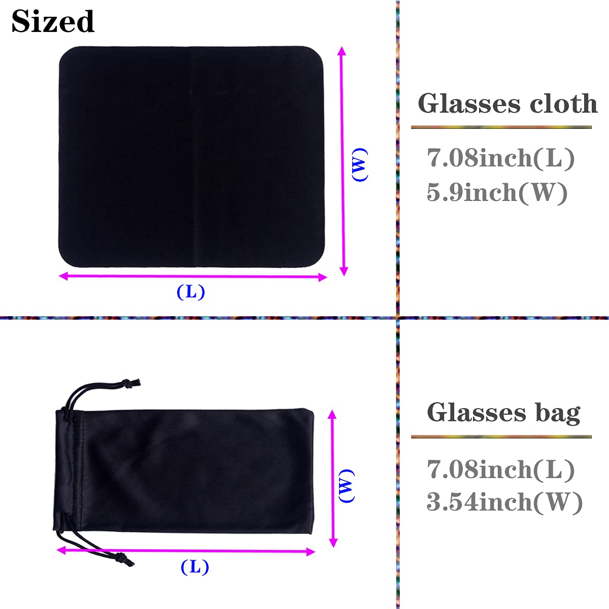 ADBGV 3Pack Unisex Hard Shell Glasses Case, Glasses Protector Case, Sunglasses Cases with Cleaning Cloth, Fixed Non-Slip Cord