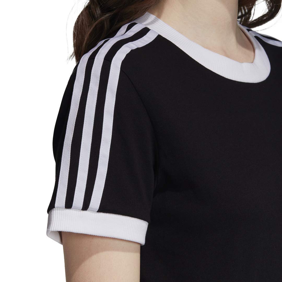 adidas Originals womens 3 Stripes T-shirt T Shirt, Black/Black/White, Medium US