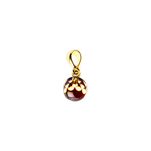 AmberJewelry Genuine Green Baltic Amber Bead Pendant, Small Faceted Green Baltic Amber Pendant Green Baltic Amber Gold Plated 925 Sterling Silver Charm Pendant handcrafted in Baltic Region