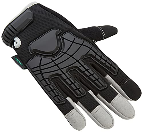 Amazon Brand - Denali Synthetic Leather Mechanics Gloves with Touchscreen Finger Patch, Large