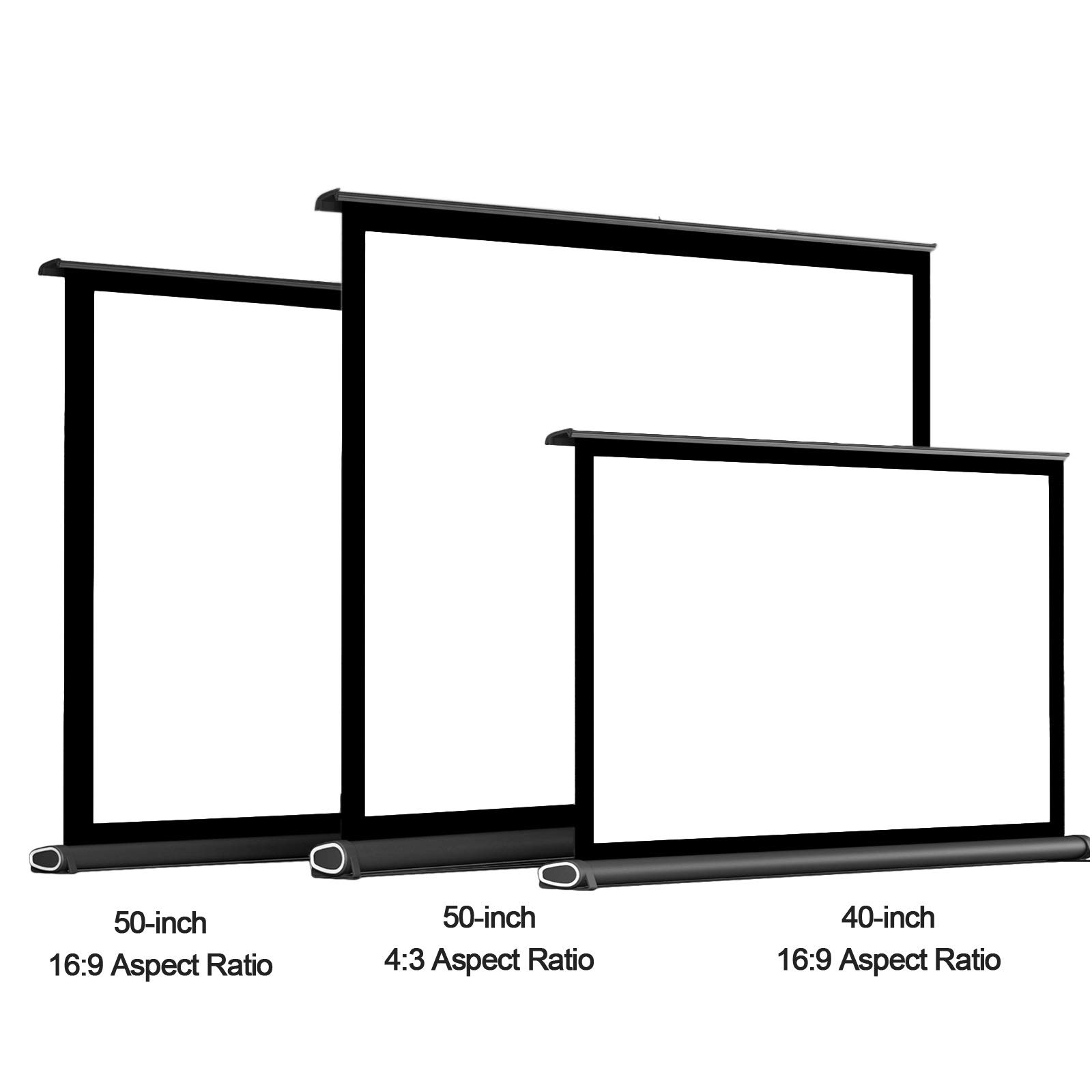 APAINI 50inch Handheld Projector Screen 4:3 Projection Screen Manual Pull Up Folding Projecting Screen Home Theater for DLP Projector