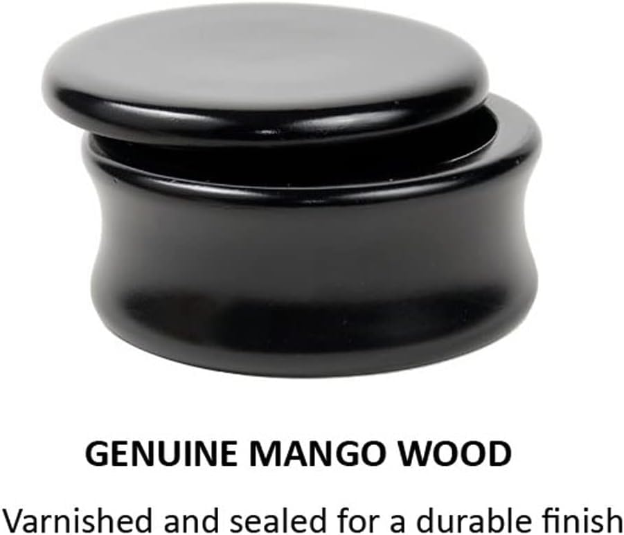 Parker Genuine Mango Wood Hand Carved Shave Soap Bowl - Black Lacquer