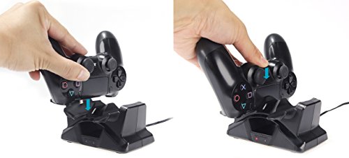 Amazon Basics Controller Charging Station for PlayStation 4 DualShock 4 Controllers - 4 Foot Cable, Black