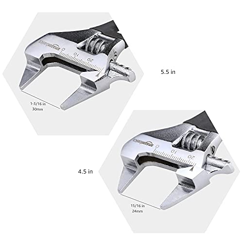 Amazon Basics 2-Piece Slim Jaw Adjustable Wrench with Inch/Metric Scale, Includes: 4.5-Inch (115mm), 5.5-Inch (140mm)