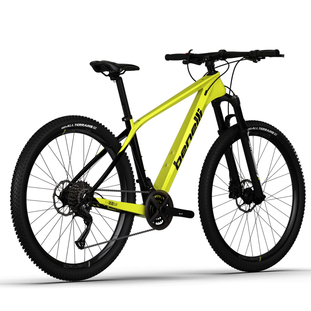 Benelli Bike 29'' Carbon Mountain 18 Speed, Brake Disc, Light-Weight Hardtail Frame (Large, Yellow Black) M22 4.0 ADV 29 CARB