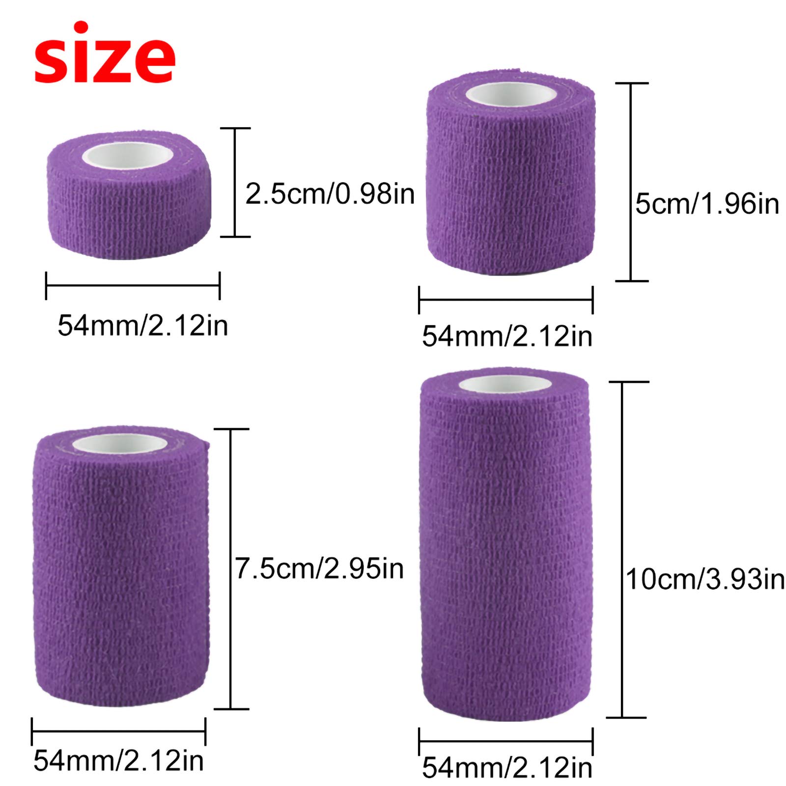 Andux Self-Adhesive Bandage 4 Rolls Cohesive Wrap Bandaging Tape ZZTXBD-04 (Purple)