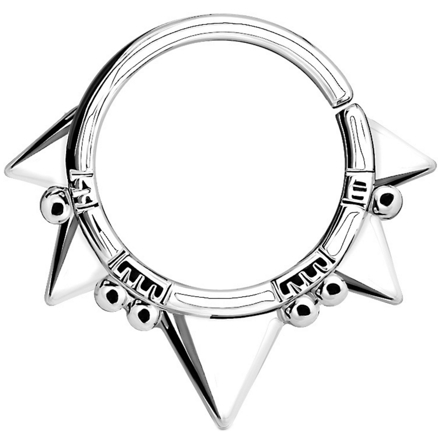 Annealed(Bendable) Spikes and Beads Septum Cartilage Piercing Hoop - 16 Gauge(1.2mm) (Silver-Tone Brass)