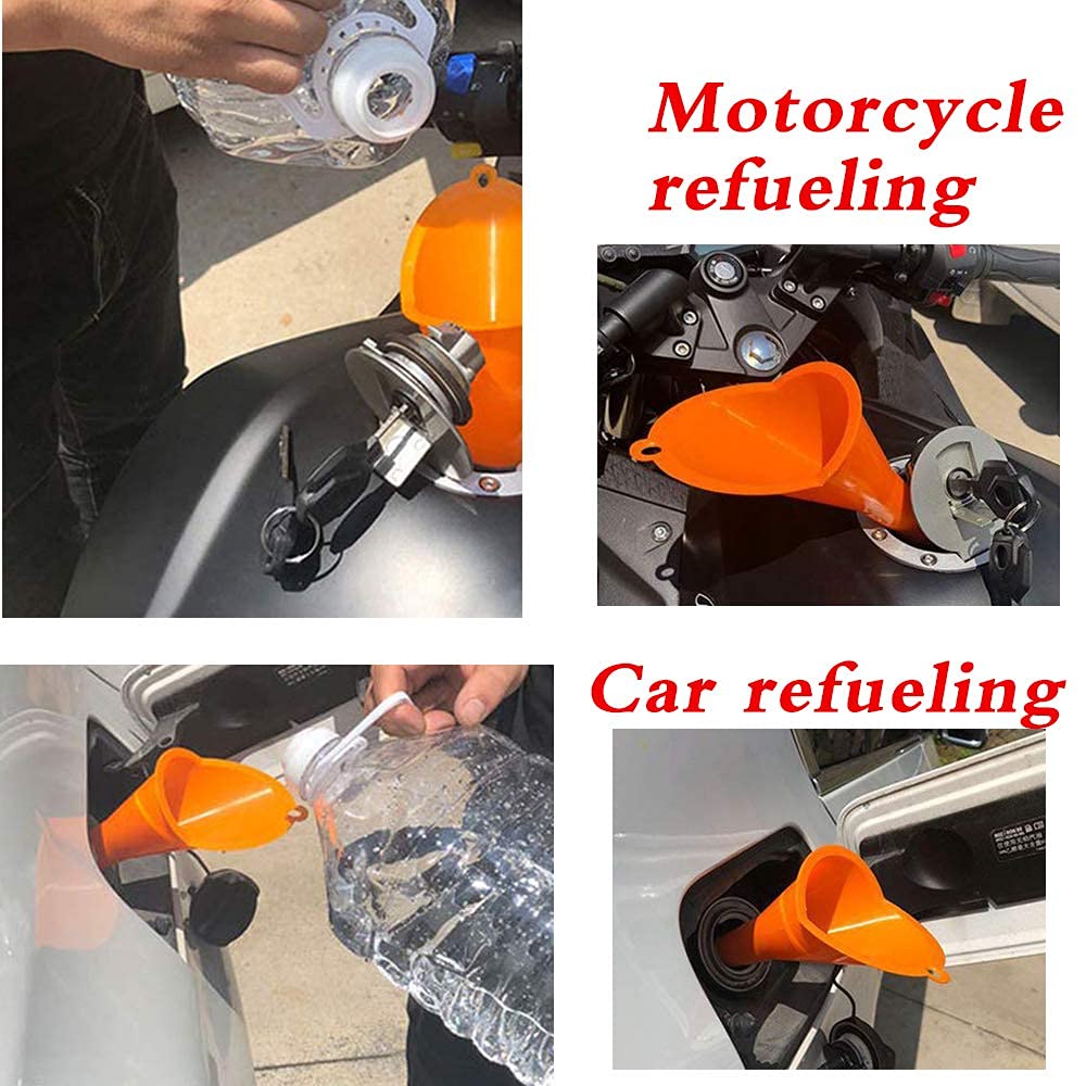 Annurssy 4 Pack Multi-Function Plastic Long Neck Oil Funnel - for All Automotive Oils Lubricants Engine Oils Water Diesel Fuel Kerosene and Other Liquids