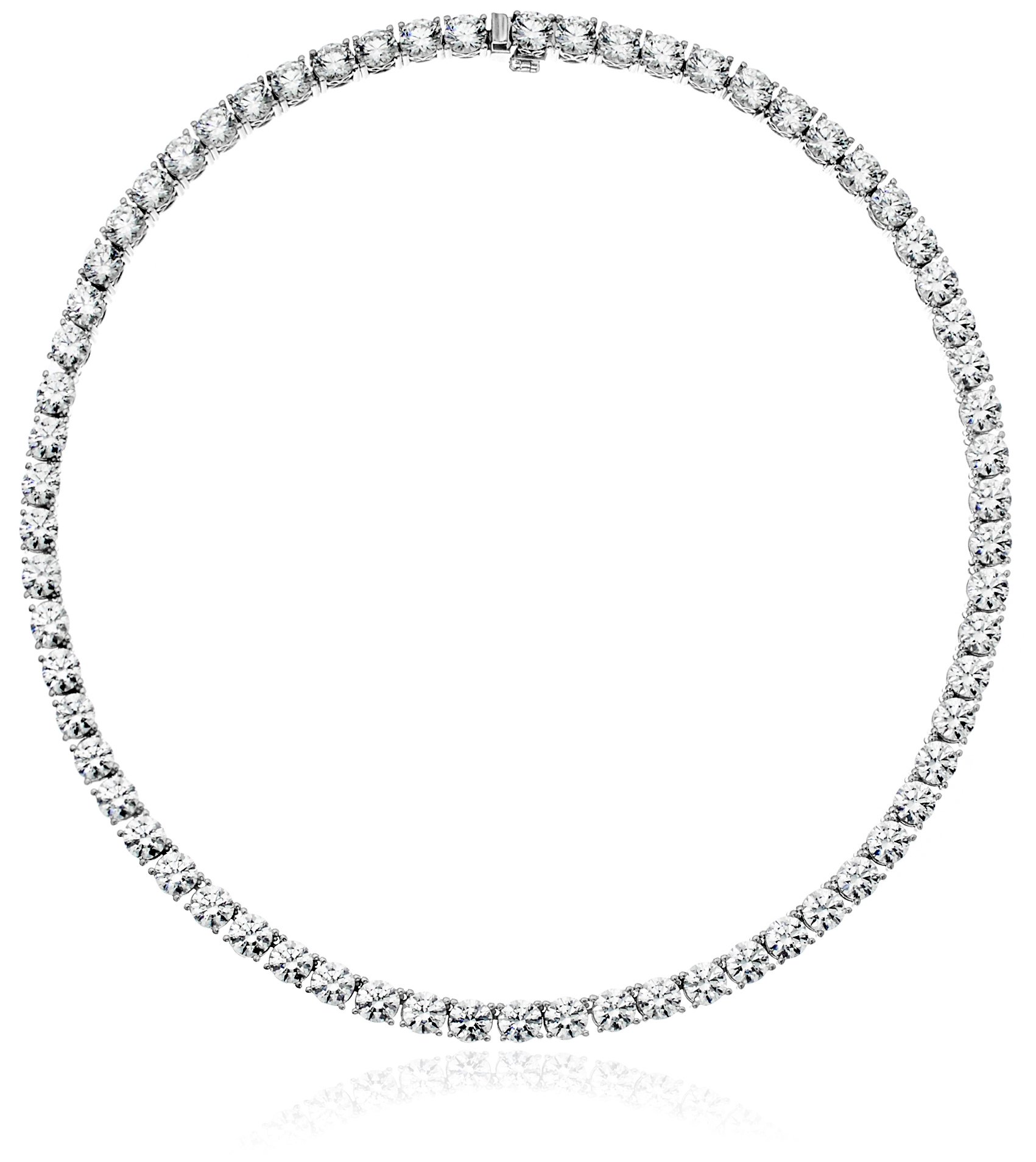 Amazon Collection Platinum Plated Sterling Silver Tennis Necklace set with Round Cut Infinite Elements Cubic Zirconia (6 mm), 17"
