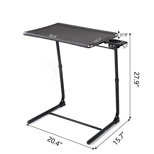 Adjustable TV Tray Table with Cup Holder - 20.4 x 15.7 inch TV Dinner Tray on Bed & Sofa, Large Size Comfortable Folding Table, Laptop Table for Couch with 6 Height & 3 Tilt Angle Adjustments(2 Pack)