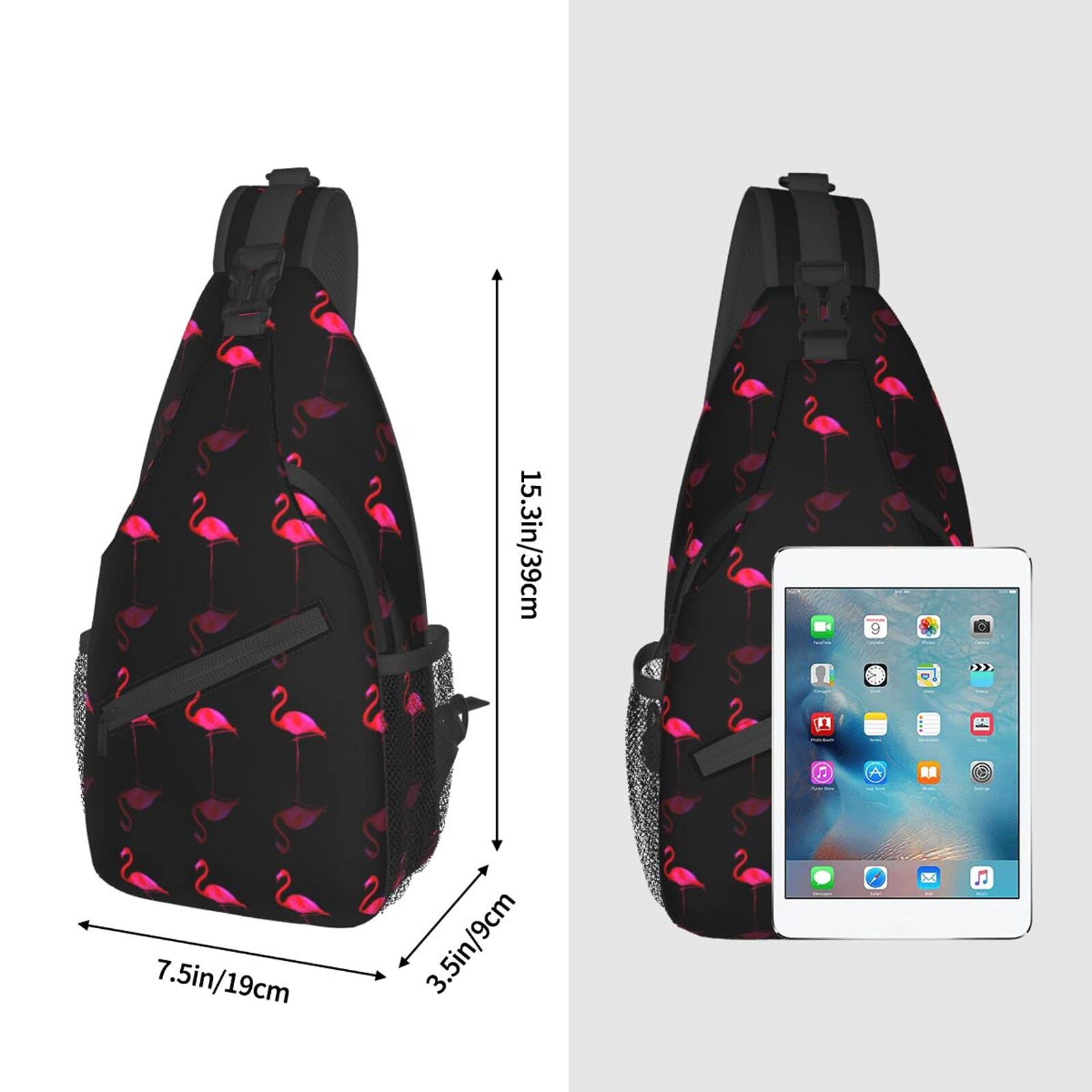 AMRANDOM Large Capacity Sling Chest Bag Pink Flamingos Backpack for Men Boys, Funny Crossbody Backpack with Adjustable Strap for Hiking Outdoor Sports, One Size