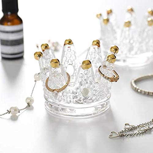 Lemonadeus Beauty Blender Holder Makeup Sponge Holder Crown Glassware Stand Storage Powder Puff Display Stand(2 Pack) (1 gold and 1 clear)