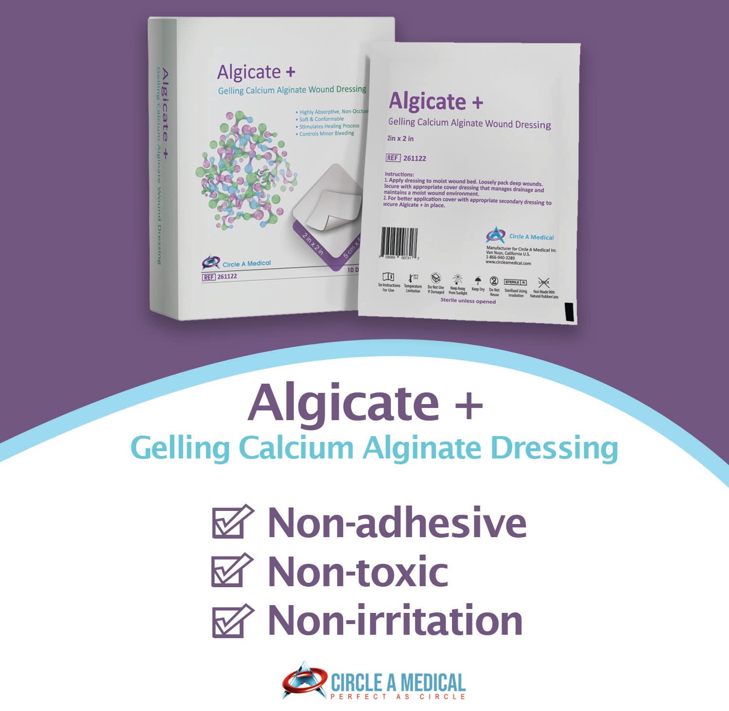 Algicate + Gelling Calcium Alginate Wound Dressing Sterile (2" x 2")