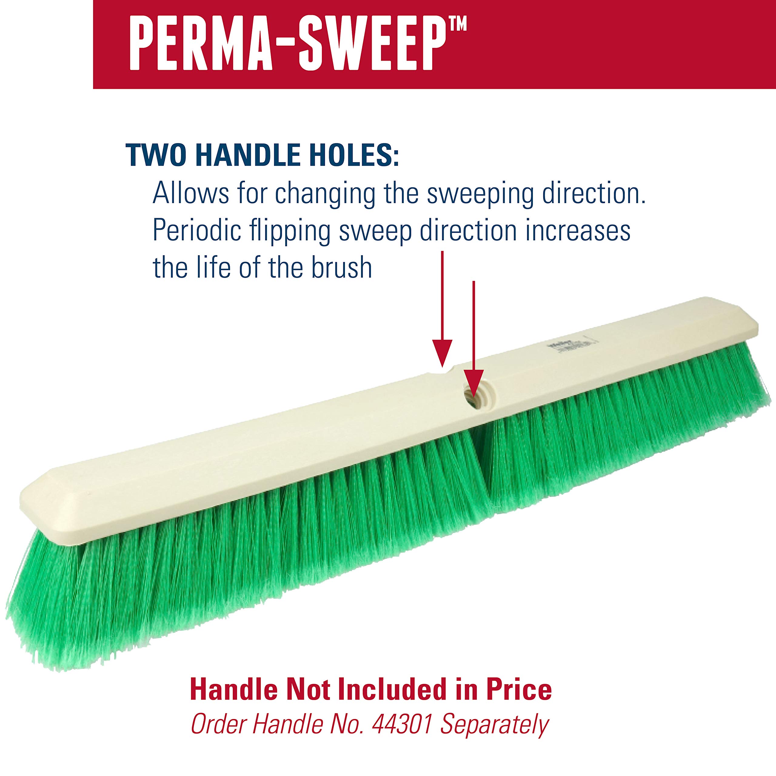 Weiler 42163 Perma-Sweep 18" Block Size, 3" Trim Length, Flagged Green Polystyrene Fill, Fine Sweeping Floor Brush