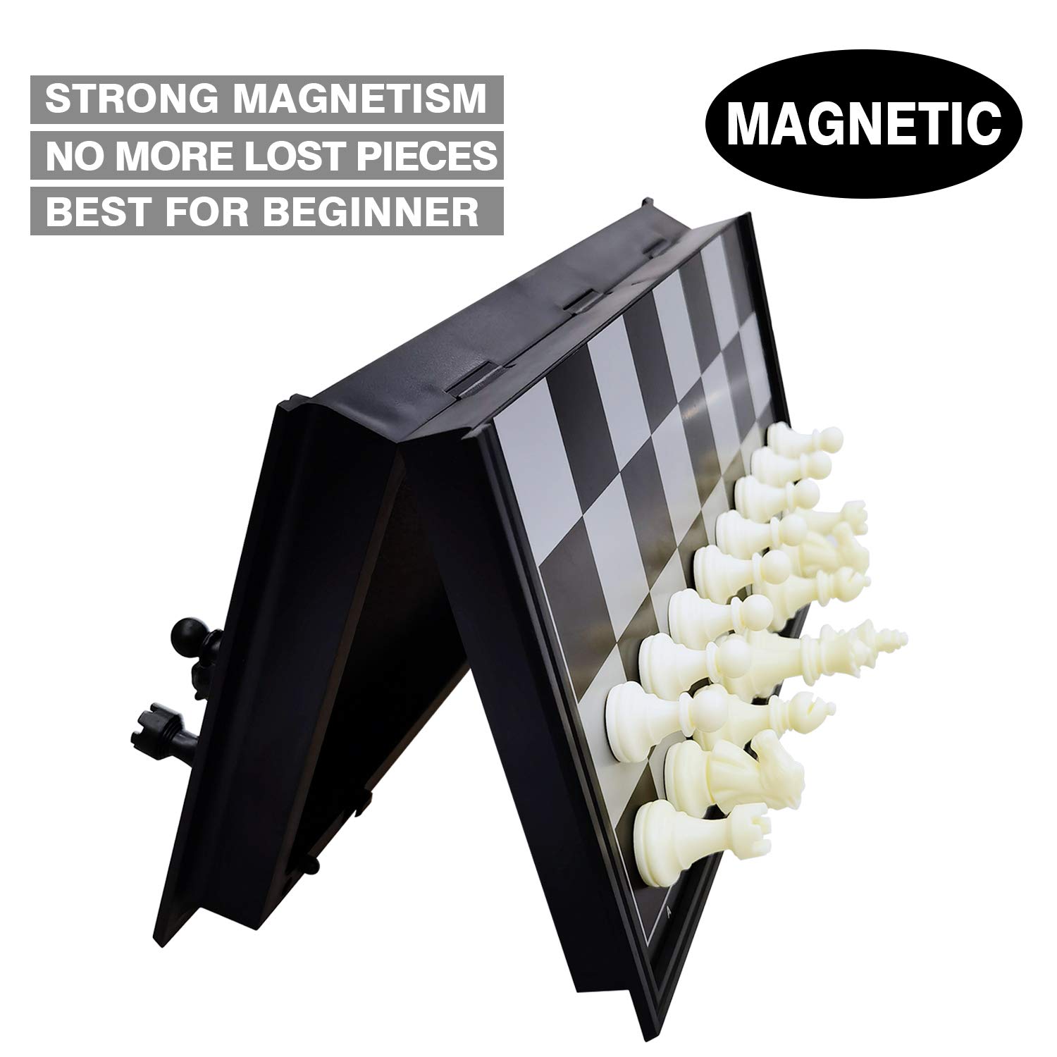 ASNEY Magnetic Travel Chess Set with Folding Chess Board Educational Toys for Kids and Adults, Carry Bag for Chess Game Board (Board Size 10 Inches)