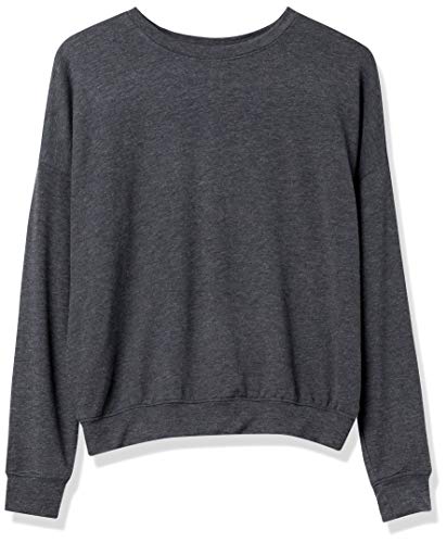 Amazon Brand - Core 10 Women's Soft Cotton French Terry Crew-Neck Long-Sleeve Sweatshirt, Dark Heather Grey, X-Large