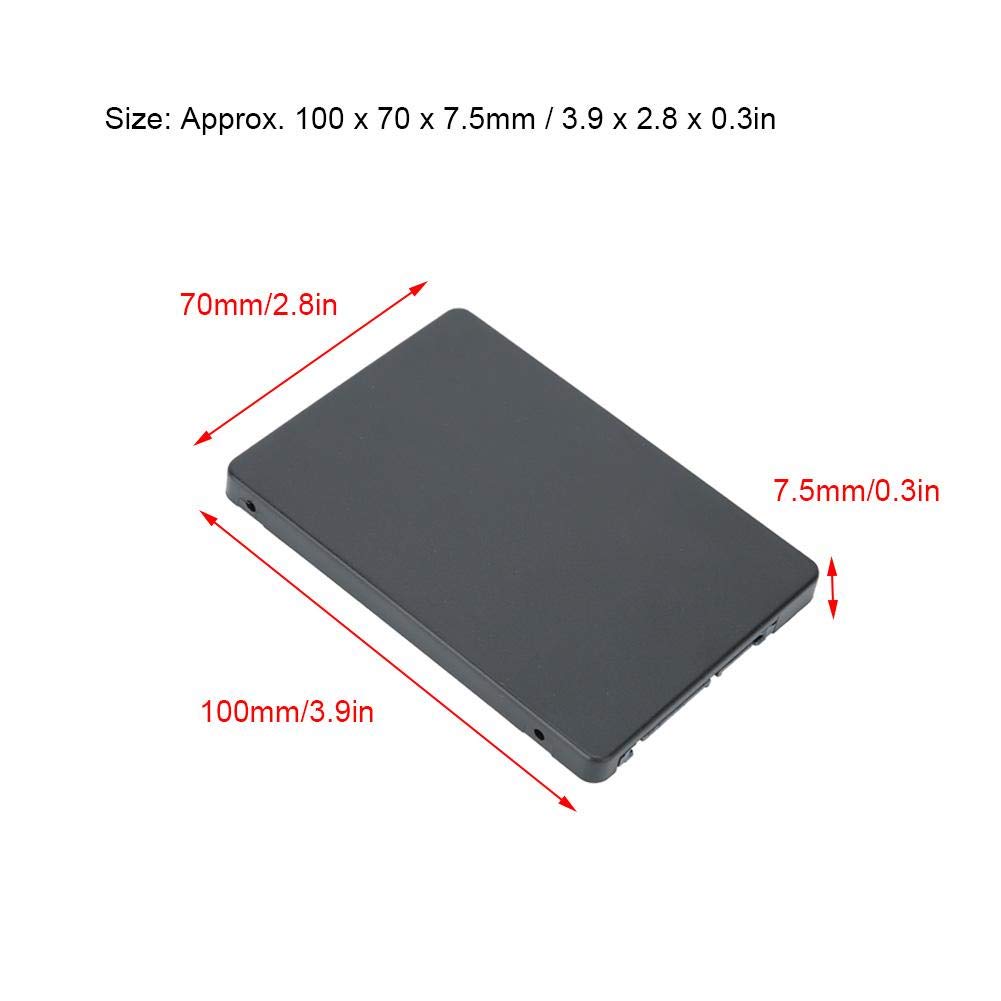 ASHATA Hard Disk Box Black ABS SSD 2 in 1 M.2 B-Key MSATA to SATA 3.0 Computer Accessories