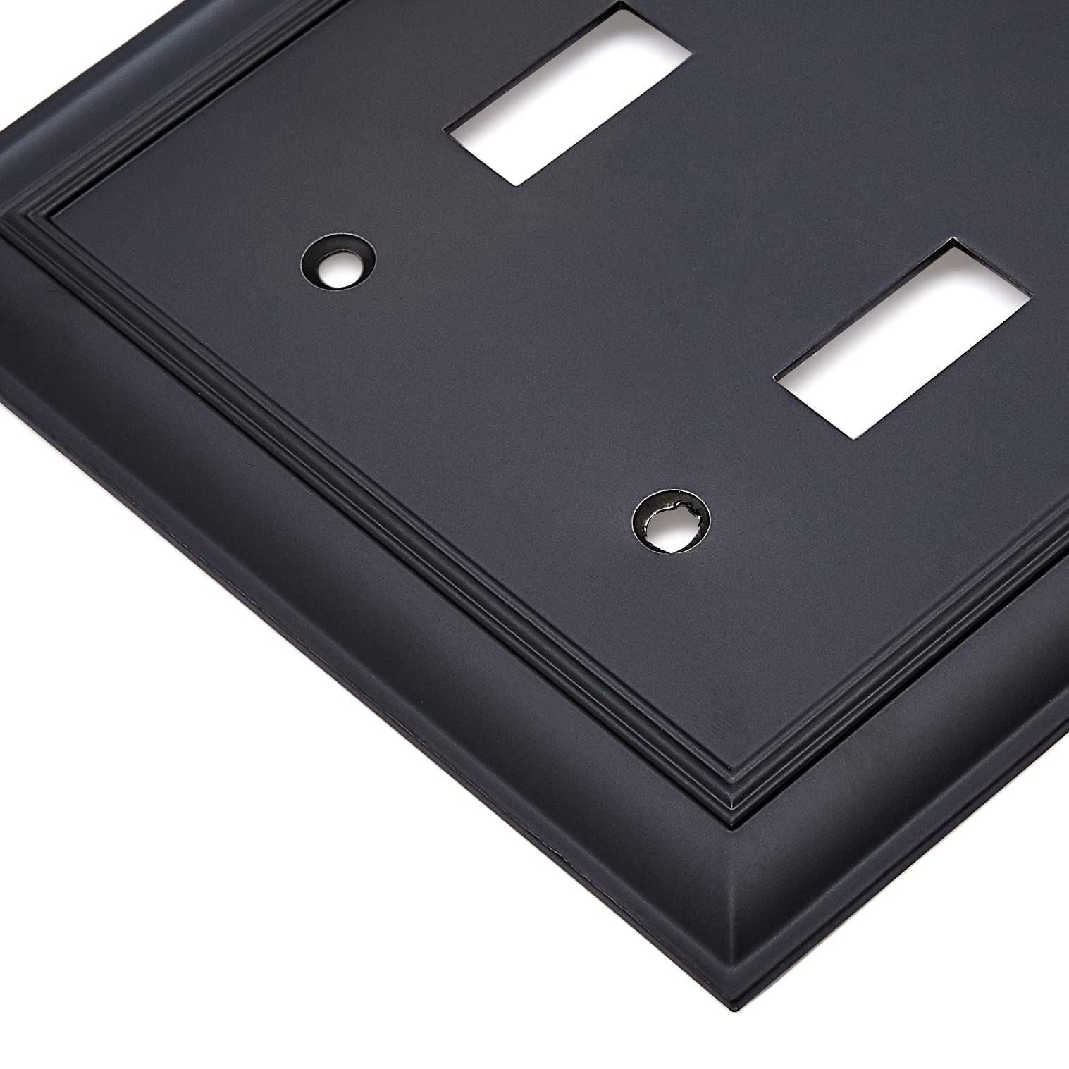 Amazon Basics Decorative 2-Gang Toggle Wall Plate - 2-Pack, Flat Black