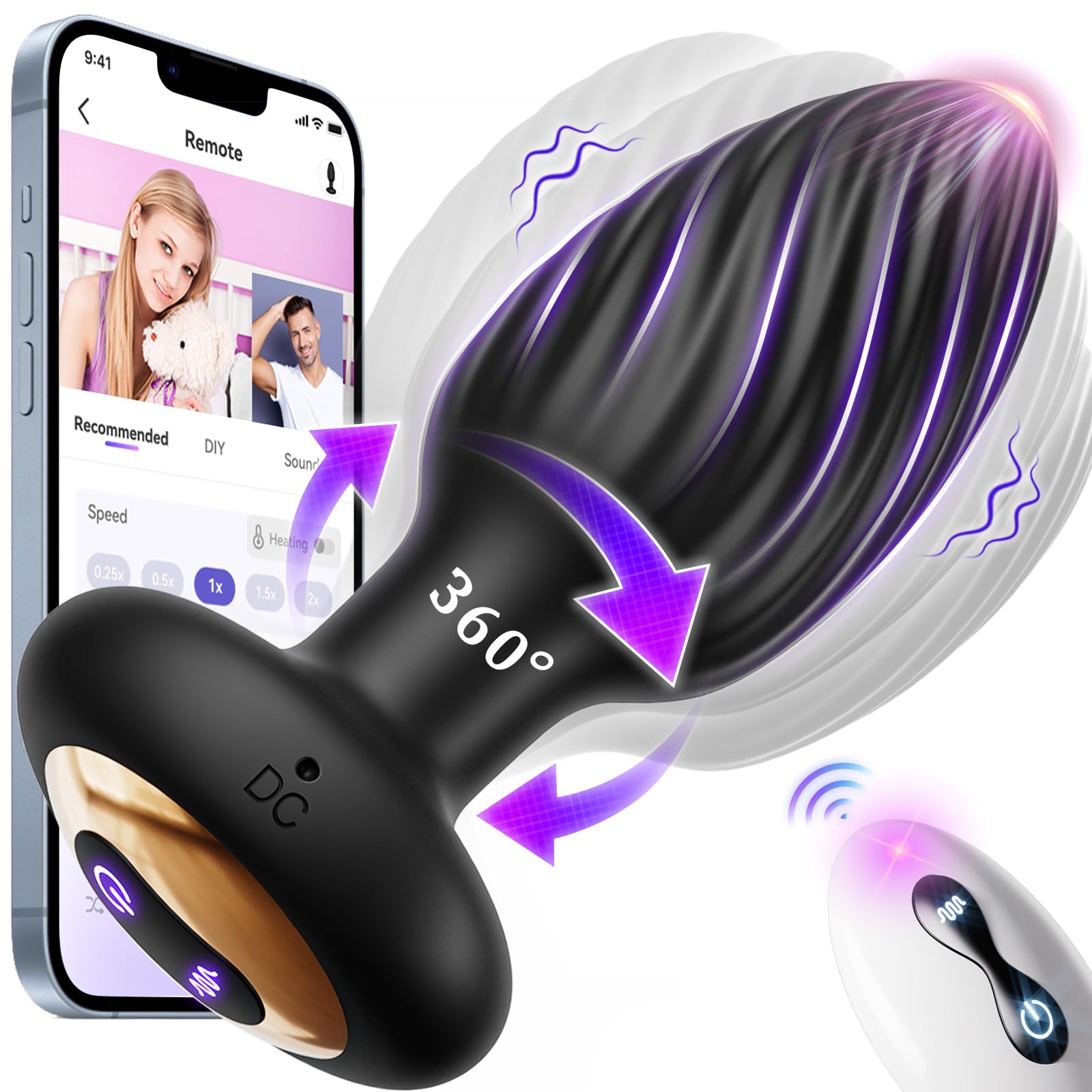 Anal Dildo Remote Control Vibrators - Realistic Dildo Anal Dildos Vibrating Dildo Sex Machine with 9 Vibrating Rotation Mode, Anal Ease Anal Training Mini Thick Dildos for Male Masturbator