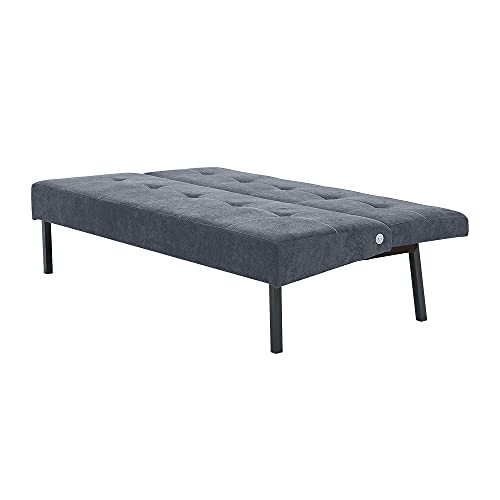 Panana Linen Upholstered Modern Convertible Folding Futon Sofa Bed for Compact Living Space, Apartment, Dorm, Bonus Room with Metal Legs, (Grey Without Drinks Holder)