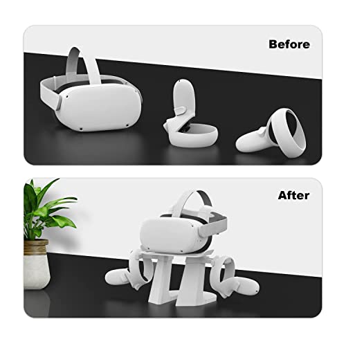 AMVR Compatible with Quest 2 Stand, Upgraded Heavier VR Headset Display Stand Holder and Controller Mount Station for Quest 2/Quest 1/Rift/Rift S and Touch Controllers Accessories (White) [video game]