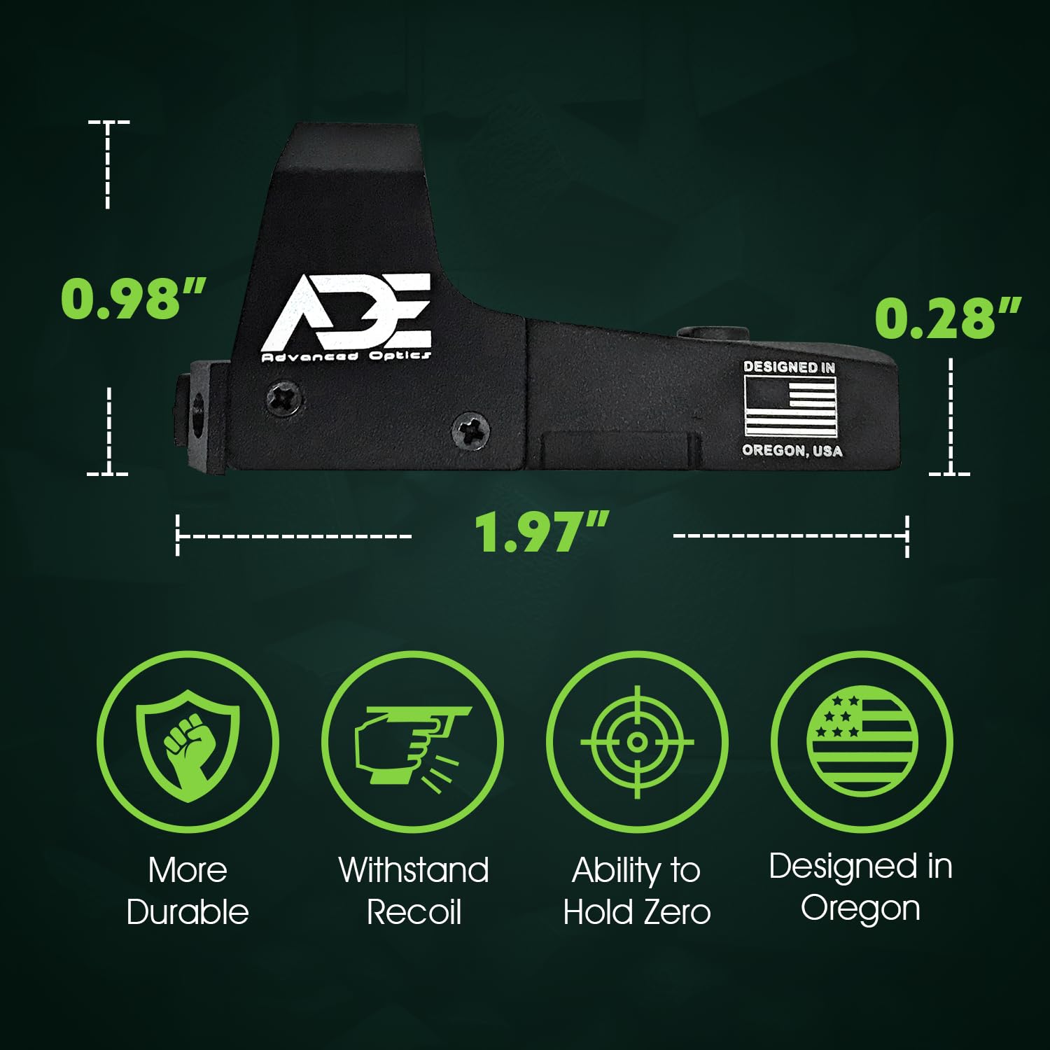 Ade Advanced Optics RD3-006 Green Dot Sight + Optic Mounting Plate for Ruger American Pistol