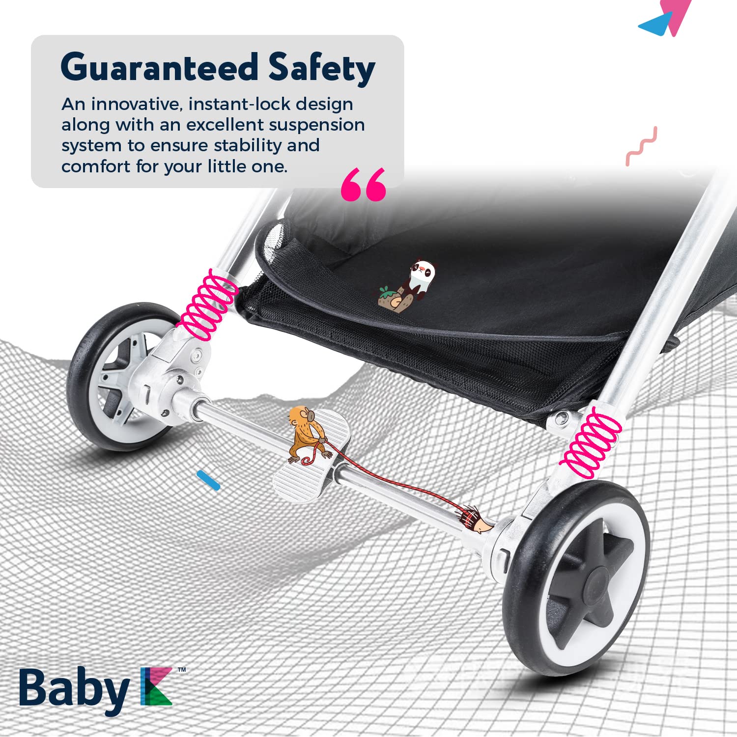 BABY K Lightweight Travel Stroller - Includes Travel Storage Pouch - A Collapsible Airplane Stroller with Adjustable Reclining Backrest & Easy One-Hand Fold for Infant & Toddler of 3-36 Months