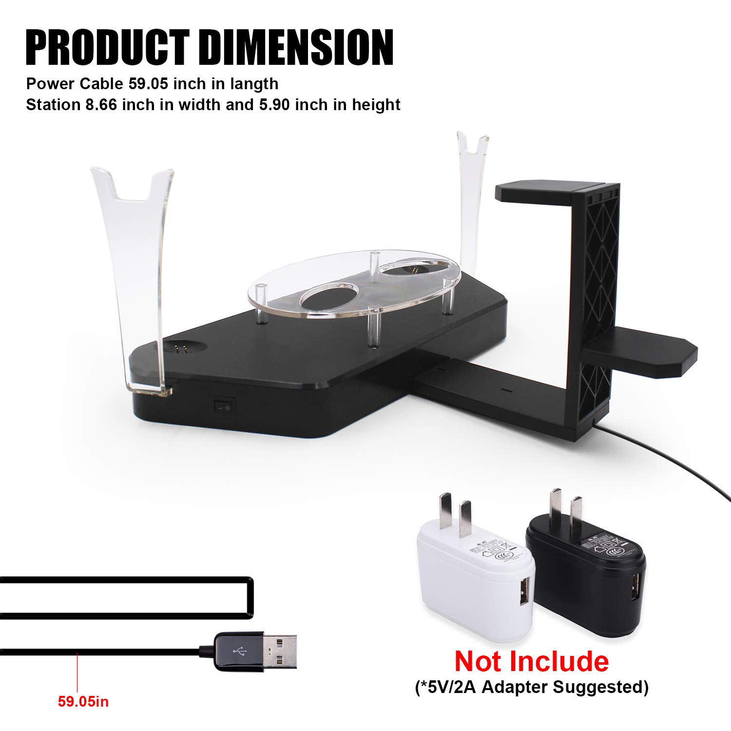 AMVR Dual Multifunction Contact Charging Station/Stand for HTC Vive or Pro Headset and Controller