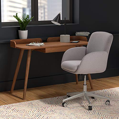 Amazon Brand – Rivet Modern Upholstered Swivel Home Office Task Chair, 25.5"W, Ash Gray with Nickel Finish