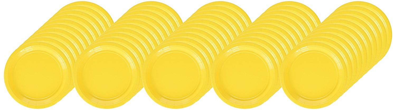 Amscan Big Party Pack Paper Luncheon Plates 7-Inch, 100/Pkg, Sunshine Yellow