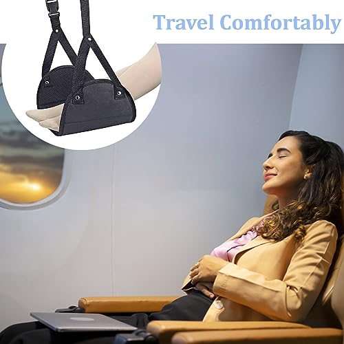 Airplane Foot Rest, Adjustable Foot Hammock Airplane, Portable Travel Footrest for Airplane, Premium Memory Foam Foot Hammock with Storage Bag, Long Flight Essentials for Bus Train Office Home