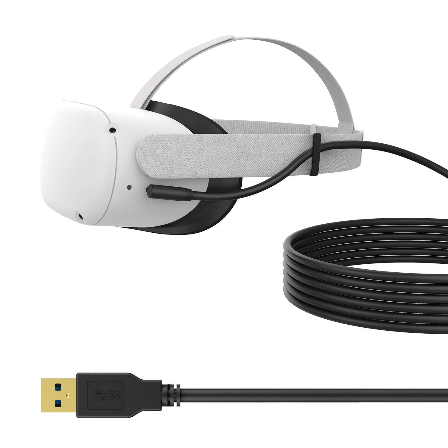 AMVR Link Cable for Oculus Quest 2/Quest, 16 FT Flexible PVC Link Cable for PC, 5Gbps High Speed Data Transfer, USB 3.0 to USB C Cable for Meta VR Headset with Cable Clip, Enhance Your VR Expenrience