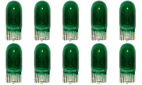 CEC Industries #194G (Green) Bulbs, 14 V, 3.78 W, W2.1x9.5d Base, T-3.25 shape (Box of 10)