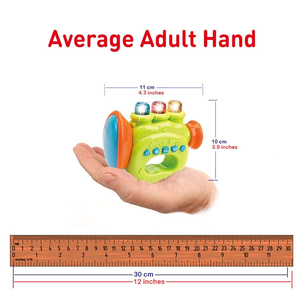 Portable First Trumpet - Battery-Operated Music Toy with Features for Learning and Entertainment for Your Baby and Toddler. Great Stocking Stuffer