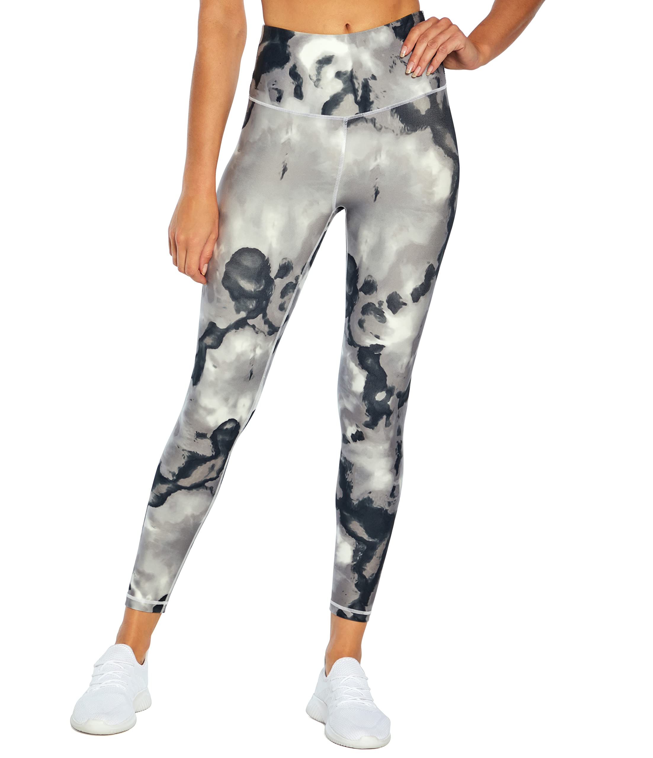 Balance Collection Womens Contender Luxe High Rise Long Legging, Black Tie Dye Burst, Large