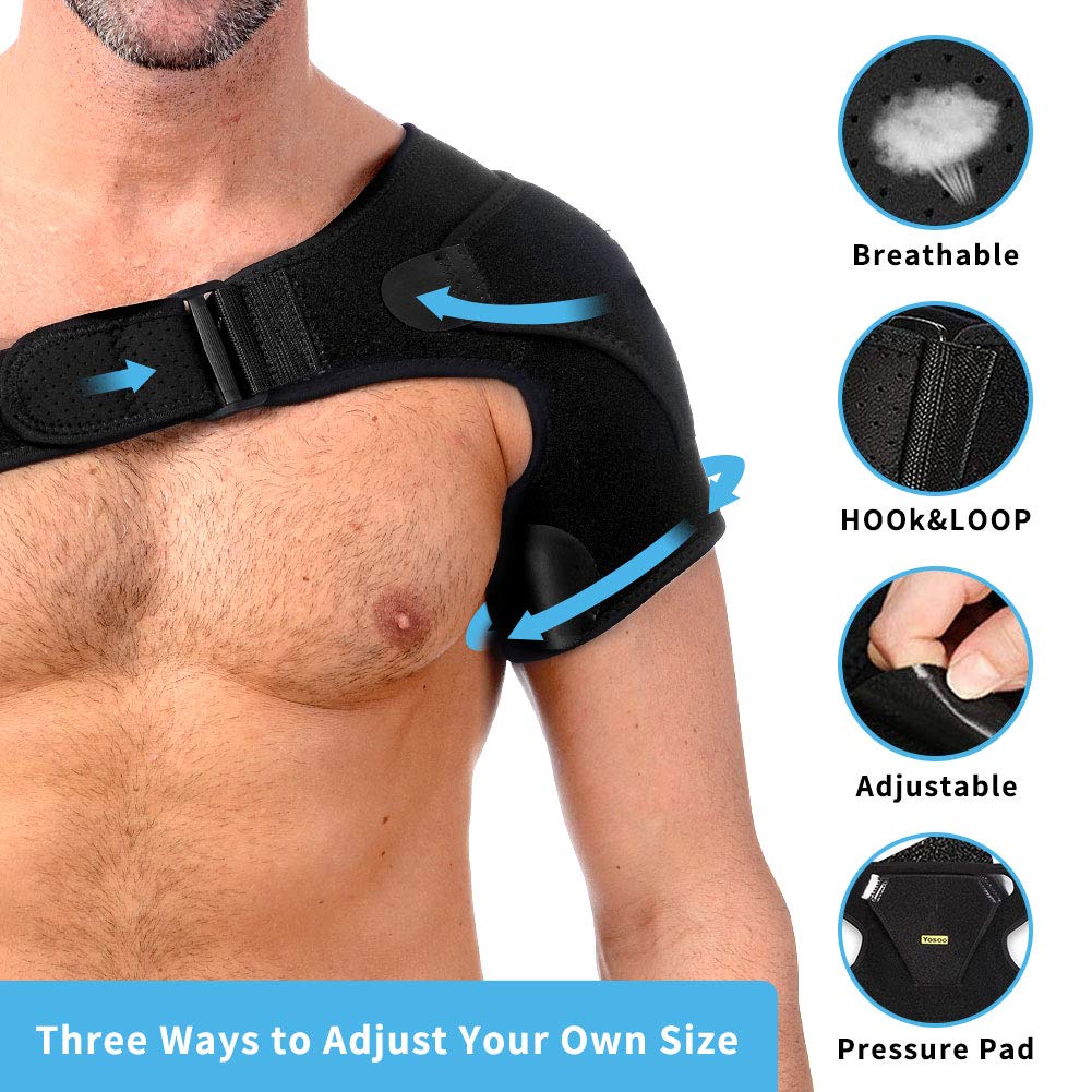Anoopsyche Adjustable Shoulder Brace for Right and Left, Neoprene Rotator Cuff Support Compatible with Hot/Cold Pad, Dislocated AC Joint, Frozen Shoulder, Sprain, Soreness, Tendinitis