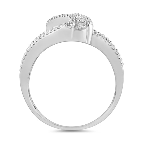 Amazon Essentials Sterling Silver Diamond 3 Row Twist Fashion Band Ring (1/10 cttw), Size 8, (previously Amazon Collection)