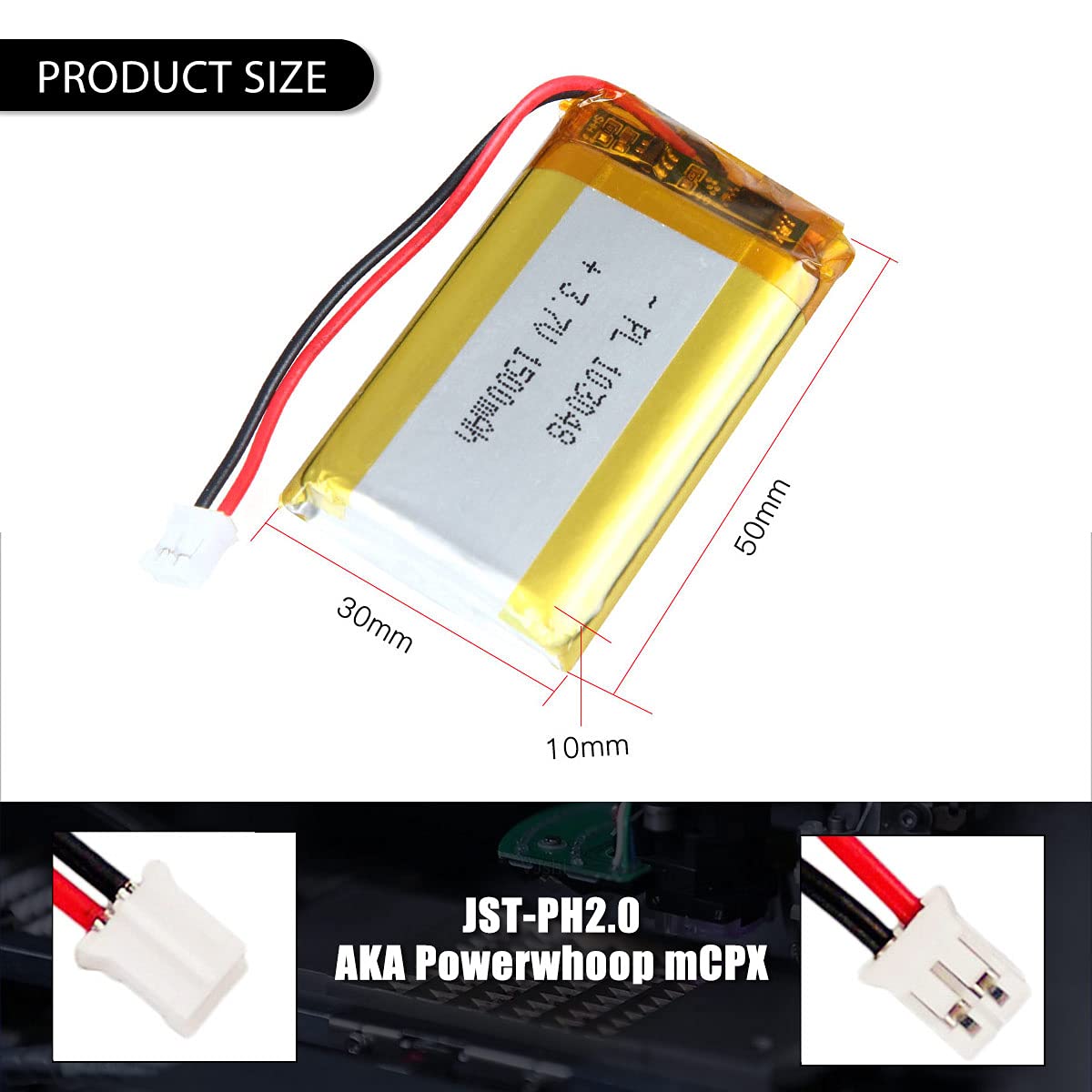 YDL 3.7V 1500mAh 103048 Lipo Battery Rechargeable Lithium Polymer ion Battery Pack with JST Connector