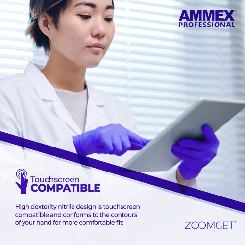 Ammex Indigo Nitrile Disposable Exam Gloves, 3 Mil, Latex/Powder Free, Textured, Medium, Case of 1000