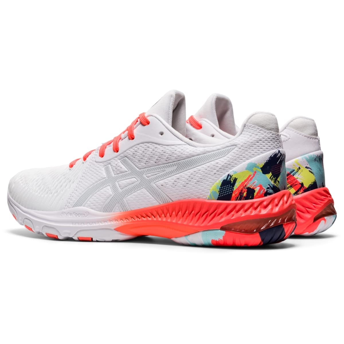 ASICS Women's Netburner Ballistic FlyteFoam 2 Volleyball Shoes, 6.5, White/Sunrise RED