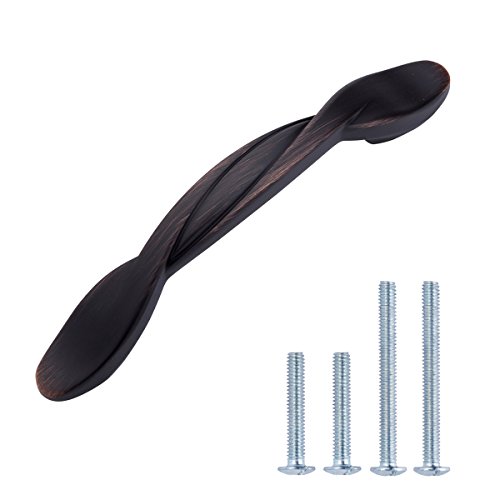Amazon Basics Twisted Cabinet Handle, 4.5-inch Length (3-inch Hole Center), Oil Rubbed Bronze, 10-Pack