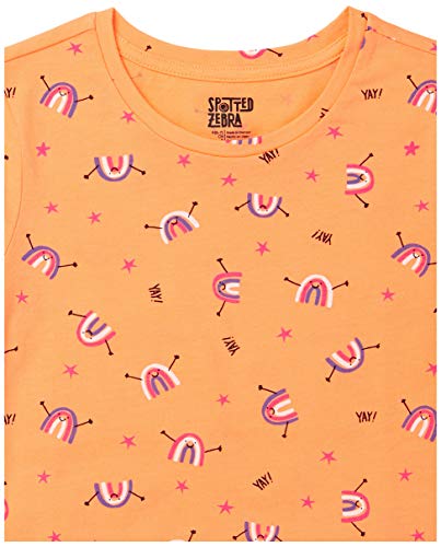 Amazon Essentials Girls' Short-Sleeve T-Shirt Tops-Discontinued Colors, Pack of 5, Pink/Orange/Blue, Medium